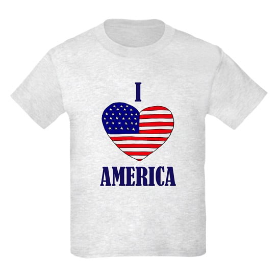 CafePress - Smilenowtees Funny I Love America Flag Cartoon Kids T Shirt ...