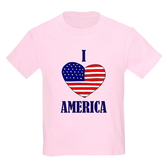 CafePress - Smilenowtees Funny I Love America Flag Cartoon Kids T Shirt ...