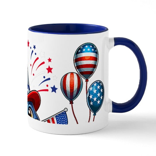 CafePress - Snake Riding Firecracker US Flag 4Th Of July Firew - 11 oz ...