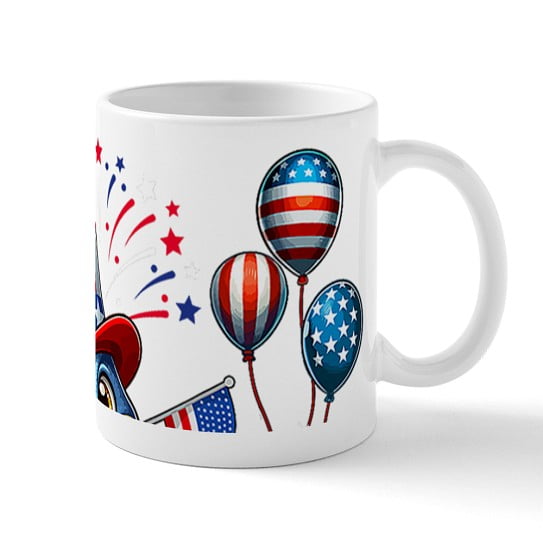 CafePress - Snake Riding Firecracker US Flag 4Th Of July Firew - 11 oz ...