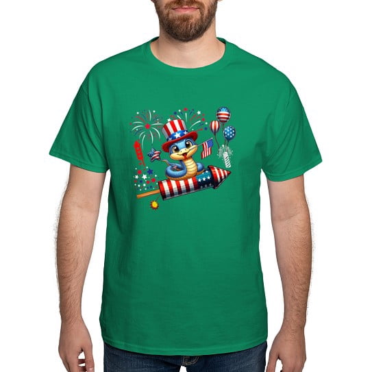 CafePress - Snake Riding Firecracker US Flag 4Th Of July Firew Men's ...