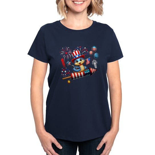 CafePress - Snake Riding Firecracker US Flag 4Th Of July Firew Women's ...