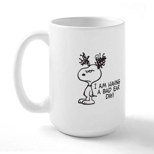CafePress - Snoopy Bad Ear Day 15 Oz Ceramic Large Mug - 15 oz Ceramic ...