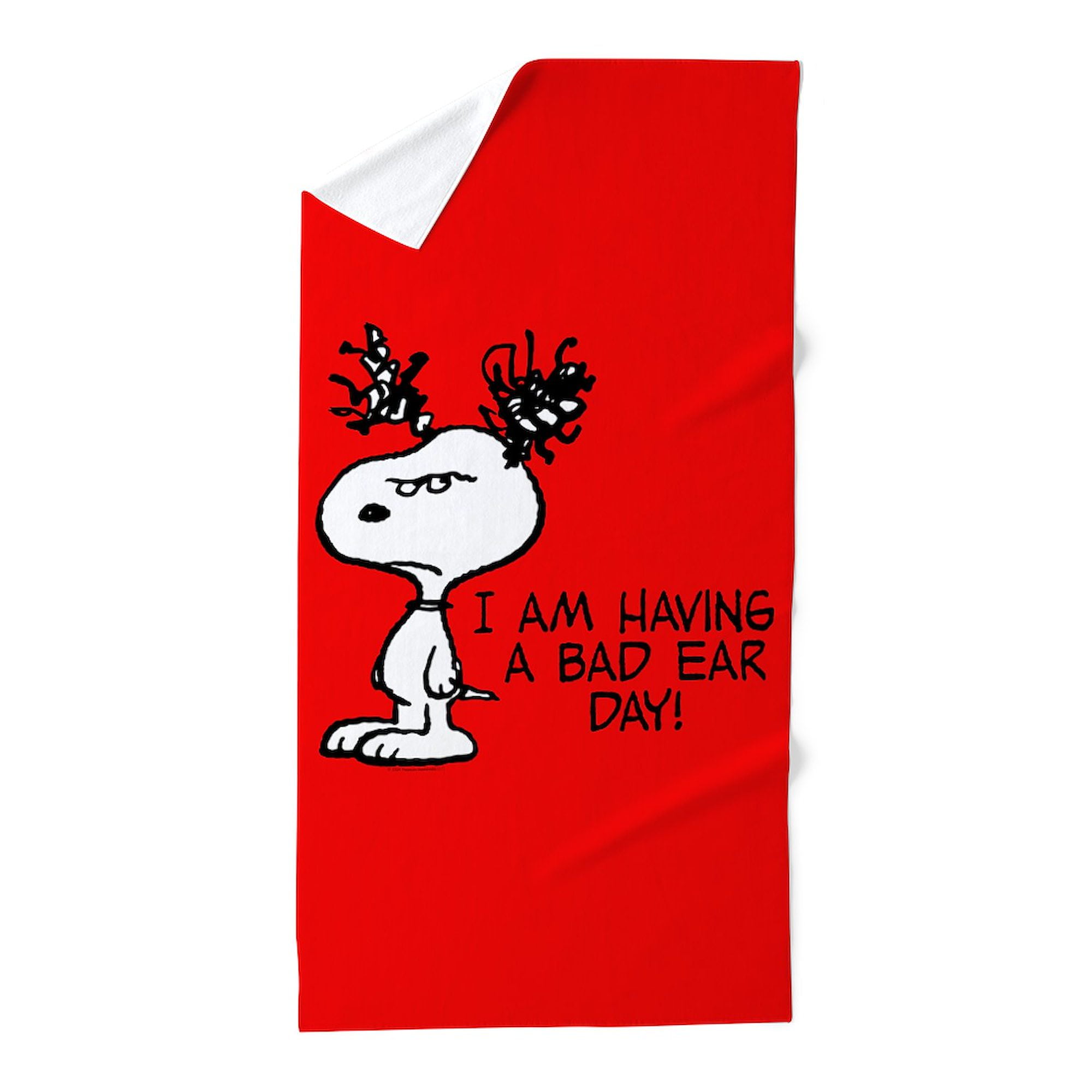 CafePress - Snoopy Bad Ear Day - Large Beach Towel, Soft 30"x60" Towel ...