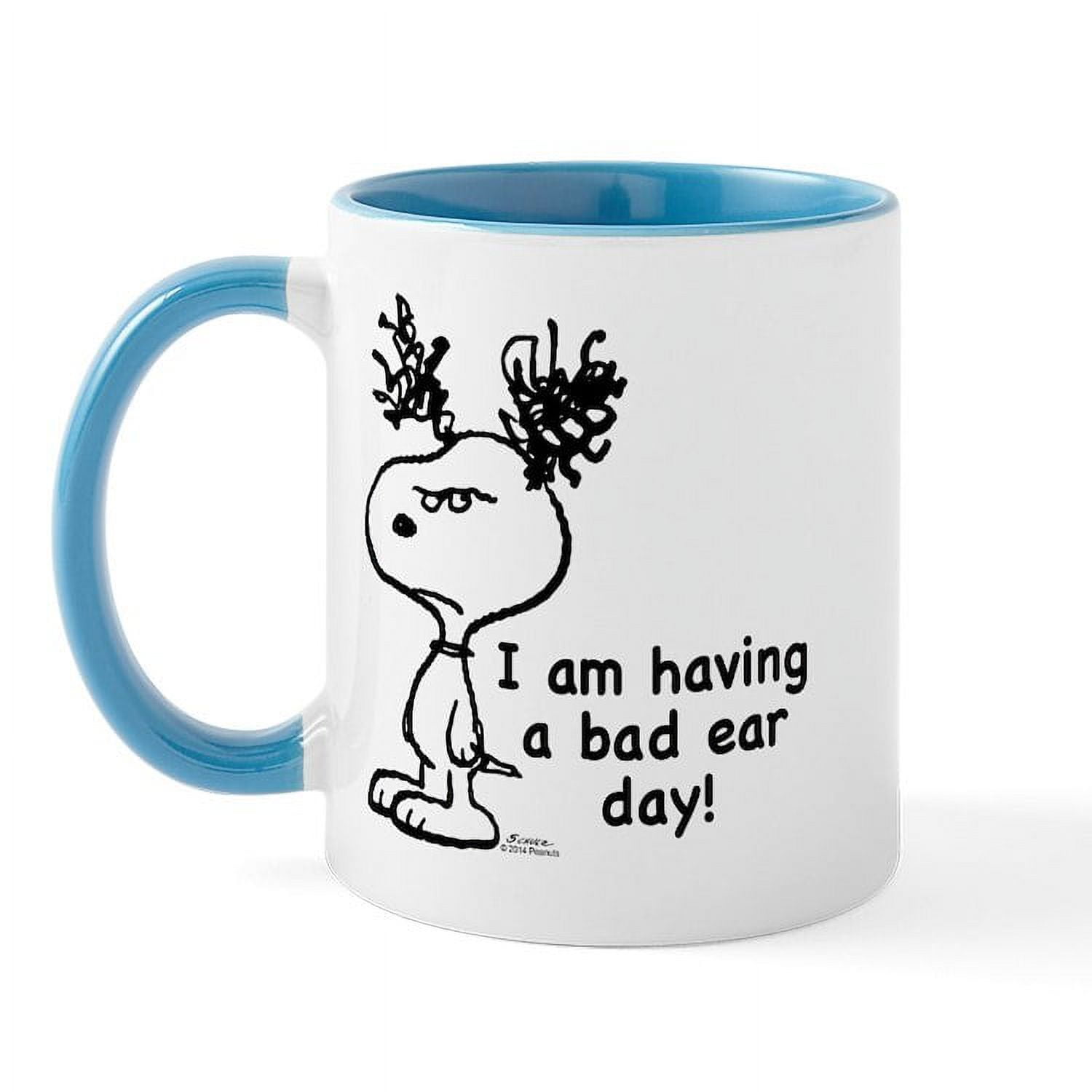 CafePress - Snoopy: Bad Ear Day Large Mug - 11 oz Ceramic Mug - Novelty ...