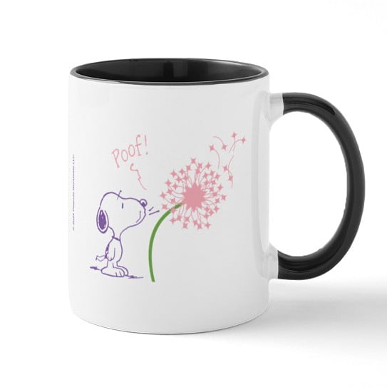 CafePress - Snoopy Dandelion 11 Oz Ceramic Mug - 11 oz Ceramic Mug ...