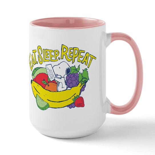 CafePress - Snoopy Eat, Sleep, Repe 15 Oz Ceramic Large Mug - 15 oz ...