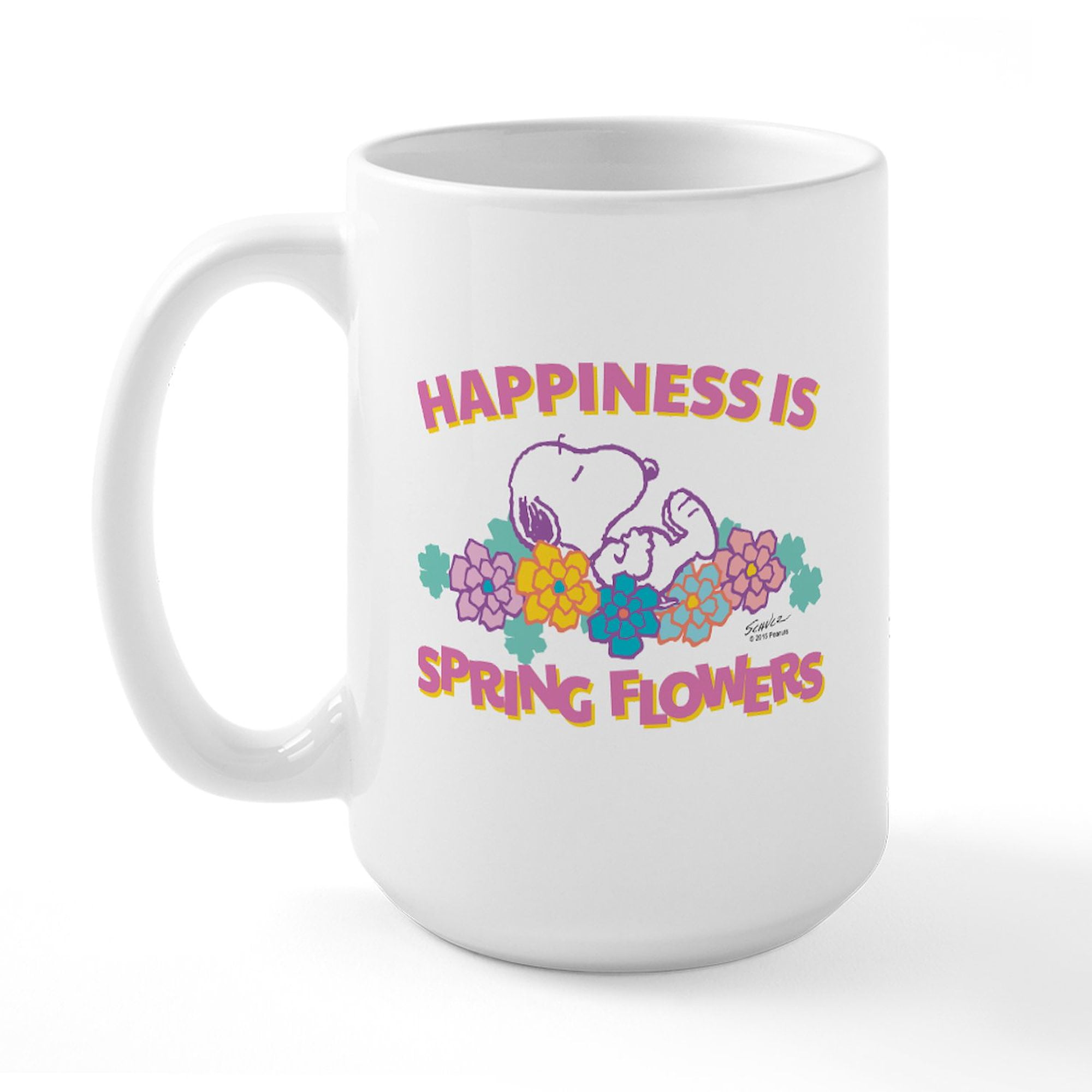 CafePress - Snoopy Flowers Large Mug - 15 oz Ceramic Large White ...
