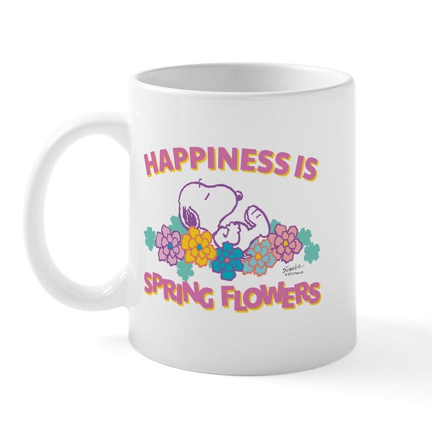 CafePress - Snoopy Flowers Mug - 11 oz Ceramic Mug - Novelty Coffee Tea ...