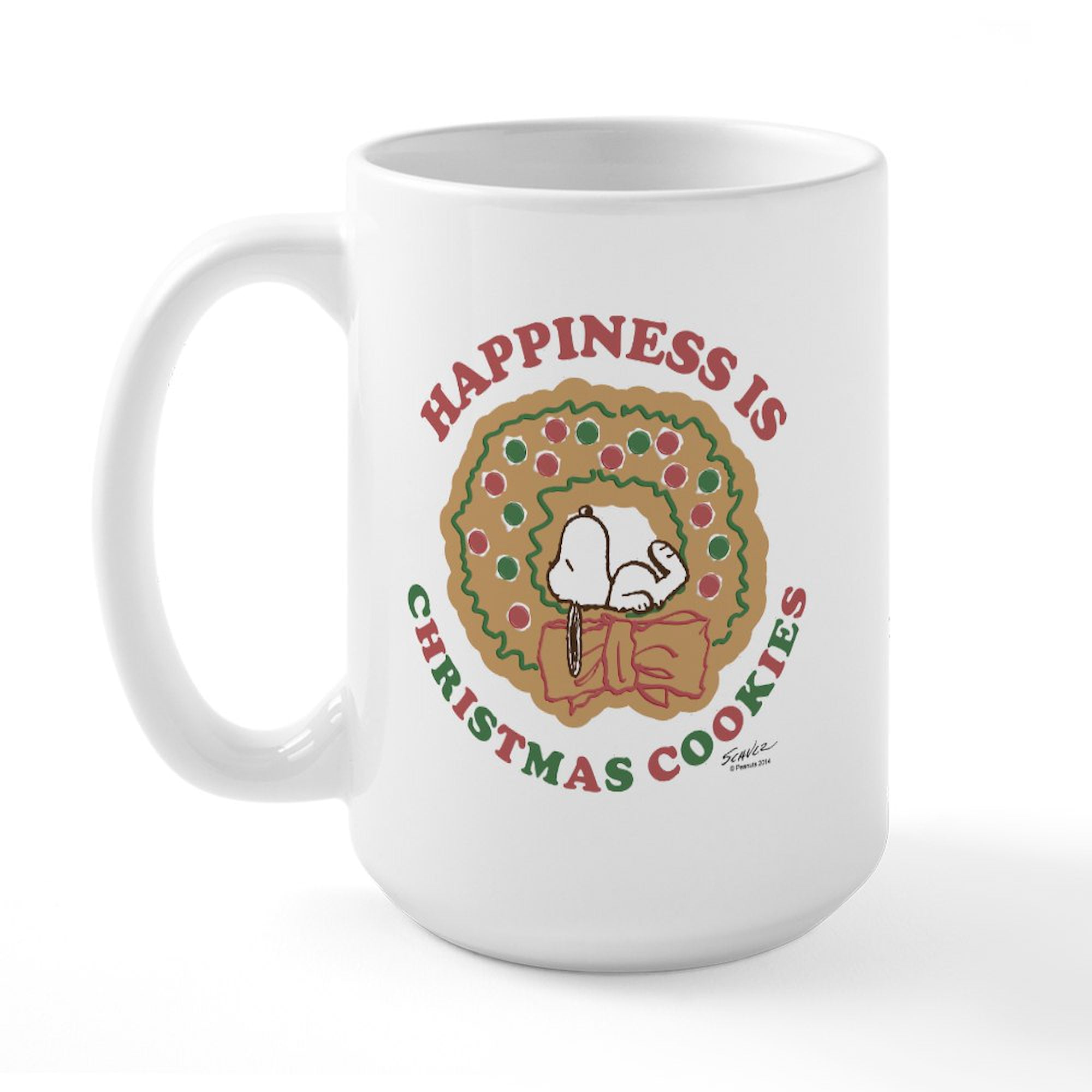 CafePress - Snoopy:Hapiness Is Christmas Cookies Large Mug - 15 oz ...