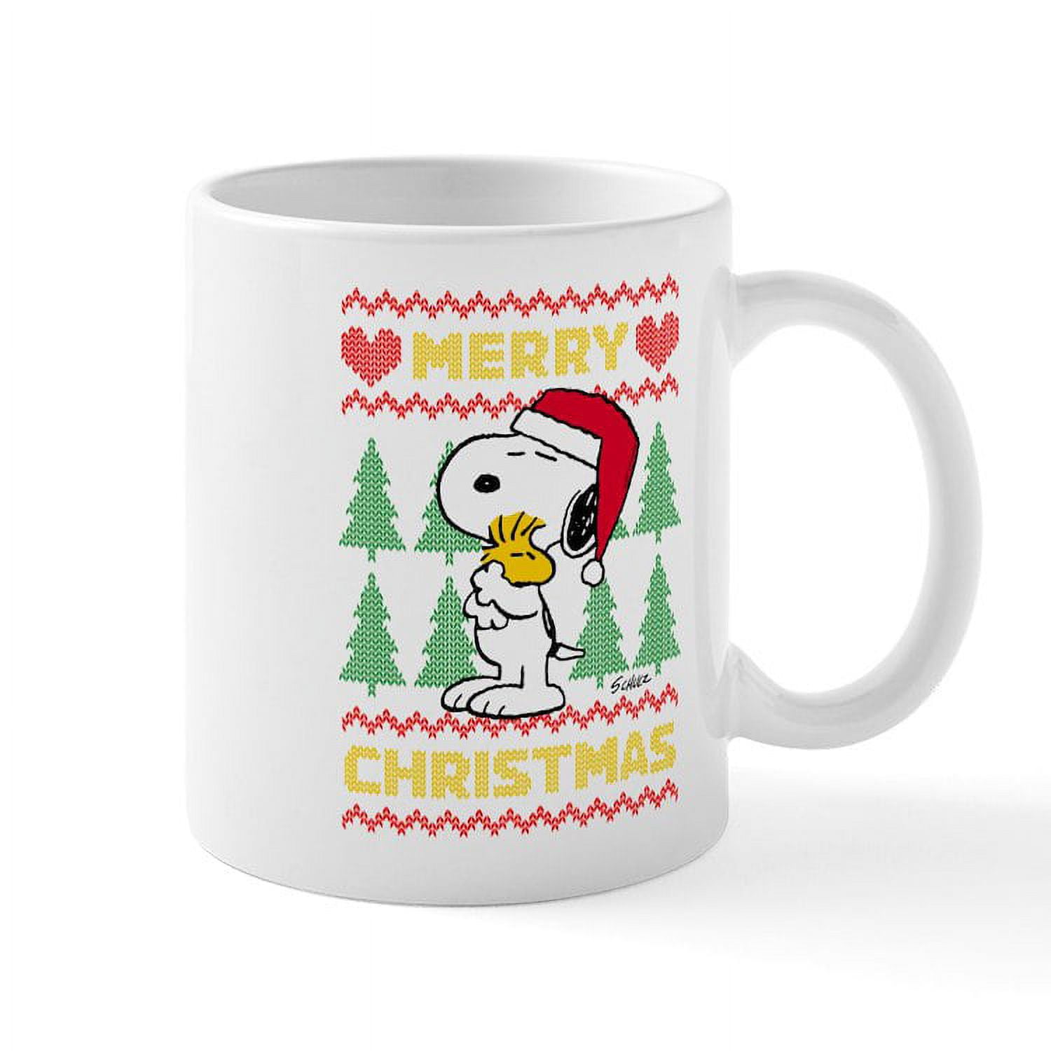 CafePress - Snoopy Merry - 11 oz Ceramic Mug - Novelty Coffee Tea Cup ...