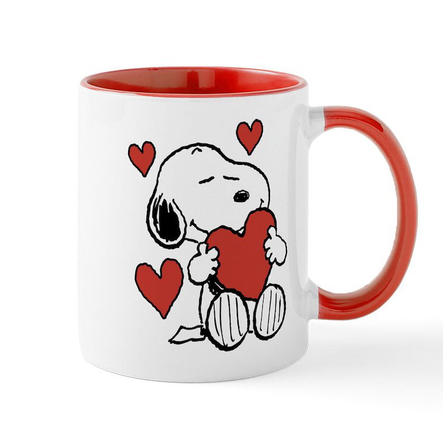 CafePress Snoopy On Heart 11 oz Ceramic Coffee Tea Cup - Durable ...