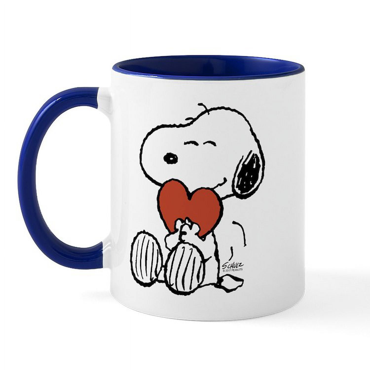 CafePress - Snoopy On Heart Mugs - 11 oz Ceramic Mug - Novelty Coffee ...