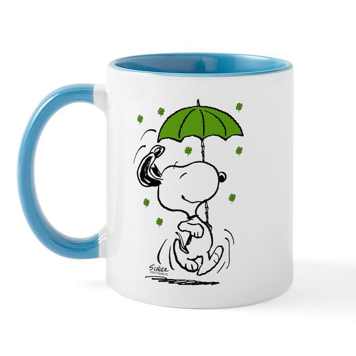 CafePress - Snoopy Raining Clovers - 11 oz Ceramic Mug - Novelty Coffee ...