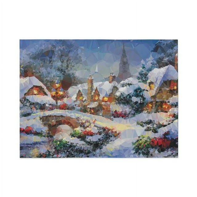 CafePress - Snow Christmas Village Low Poly - Large Plush Fleece Throw ...