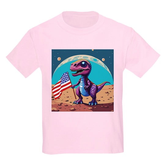 CafePress - Space Dino Astronaut Claims Mars USA Flag Funny Kids T ...