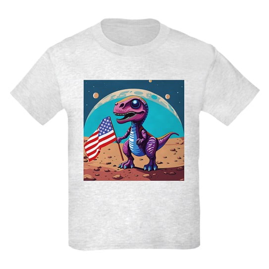CafePress - Space Dino Astronaut Claims Mars USA Flag Funny Kids T ...