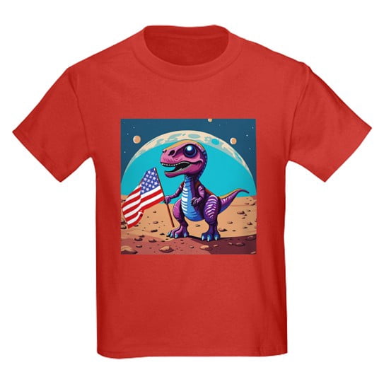 CafePress - Space Dino Astronaut Claims Mars USA Flag Funny Kids T ...