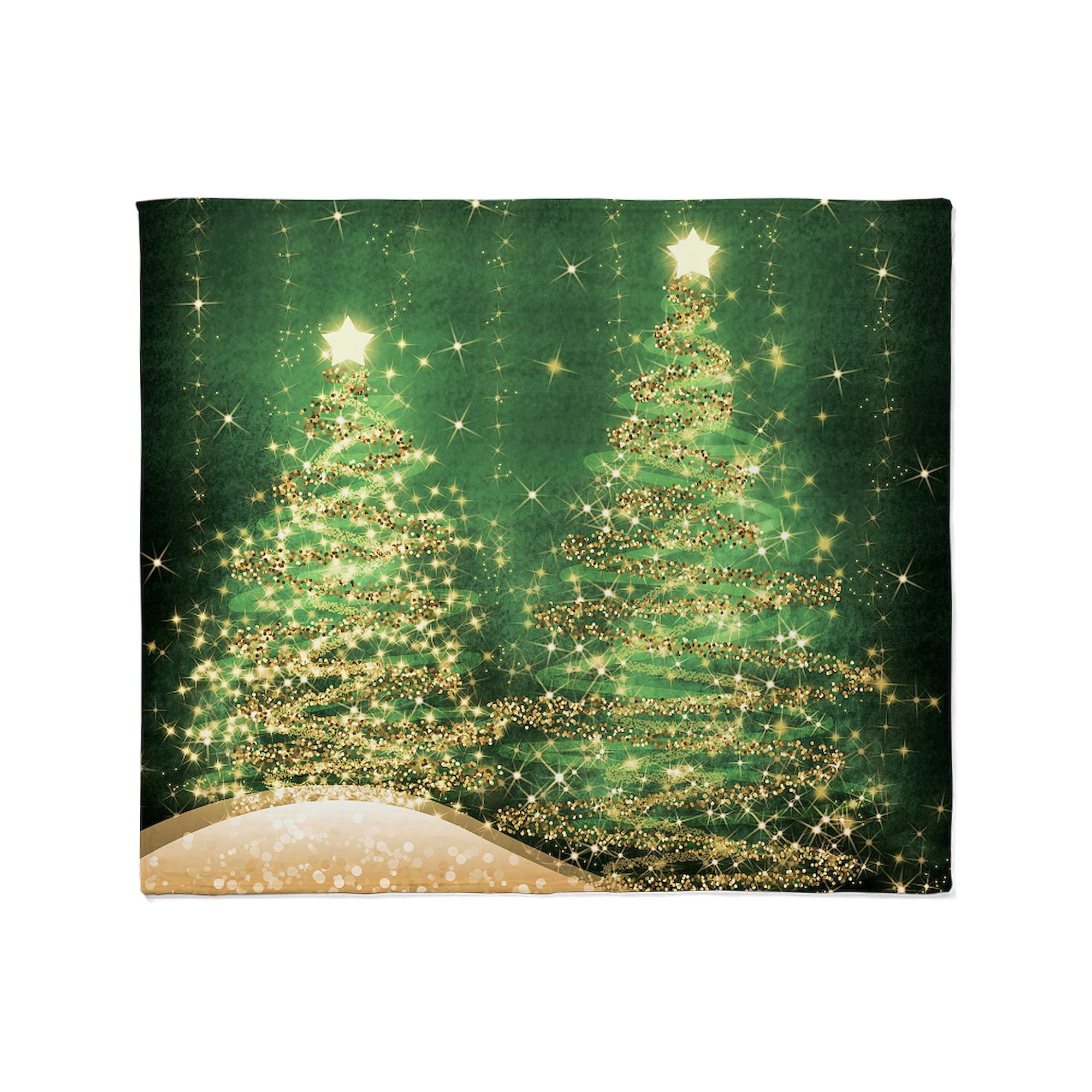 CafePress - Sparkling Christmas Trees Green Throw Blanket - Soft Fleece ...