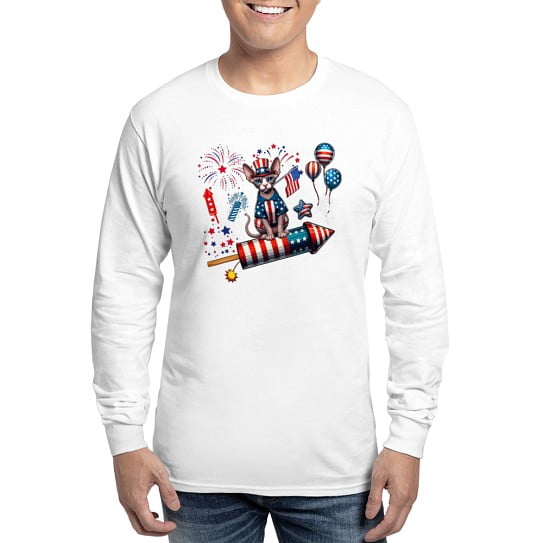 CafePress - Sphynx Cat Riding Firecracker US Flag 4Th Of July Men's ...