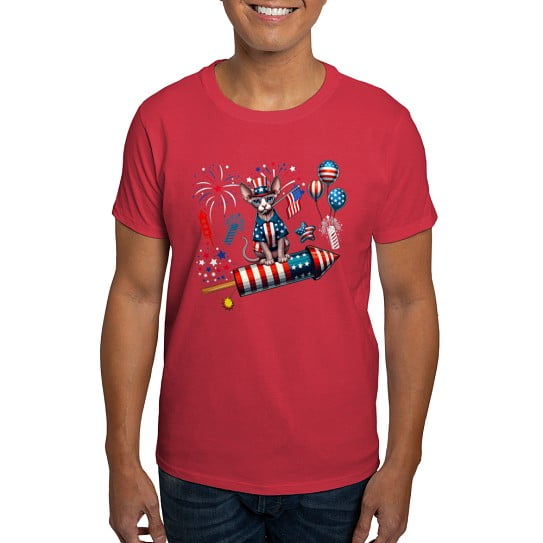 CafePress - Sphynx Cat Riding Firecracker US Flag 4Th Of July Men's ...