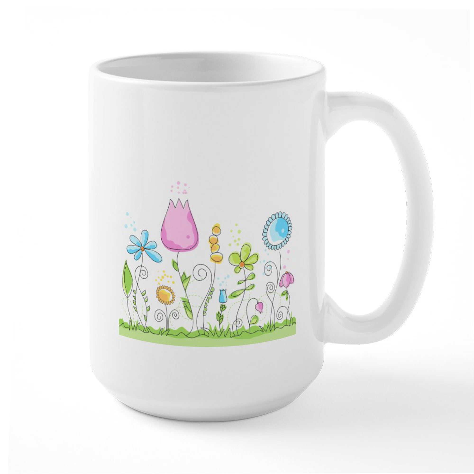 CafePress - Spring Flowers Mugs - 15 oz Ceramic Large White Novelty Mug ...