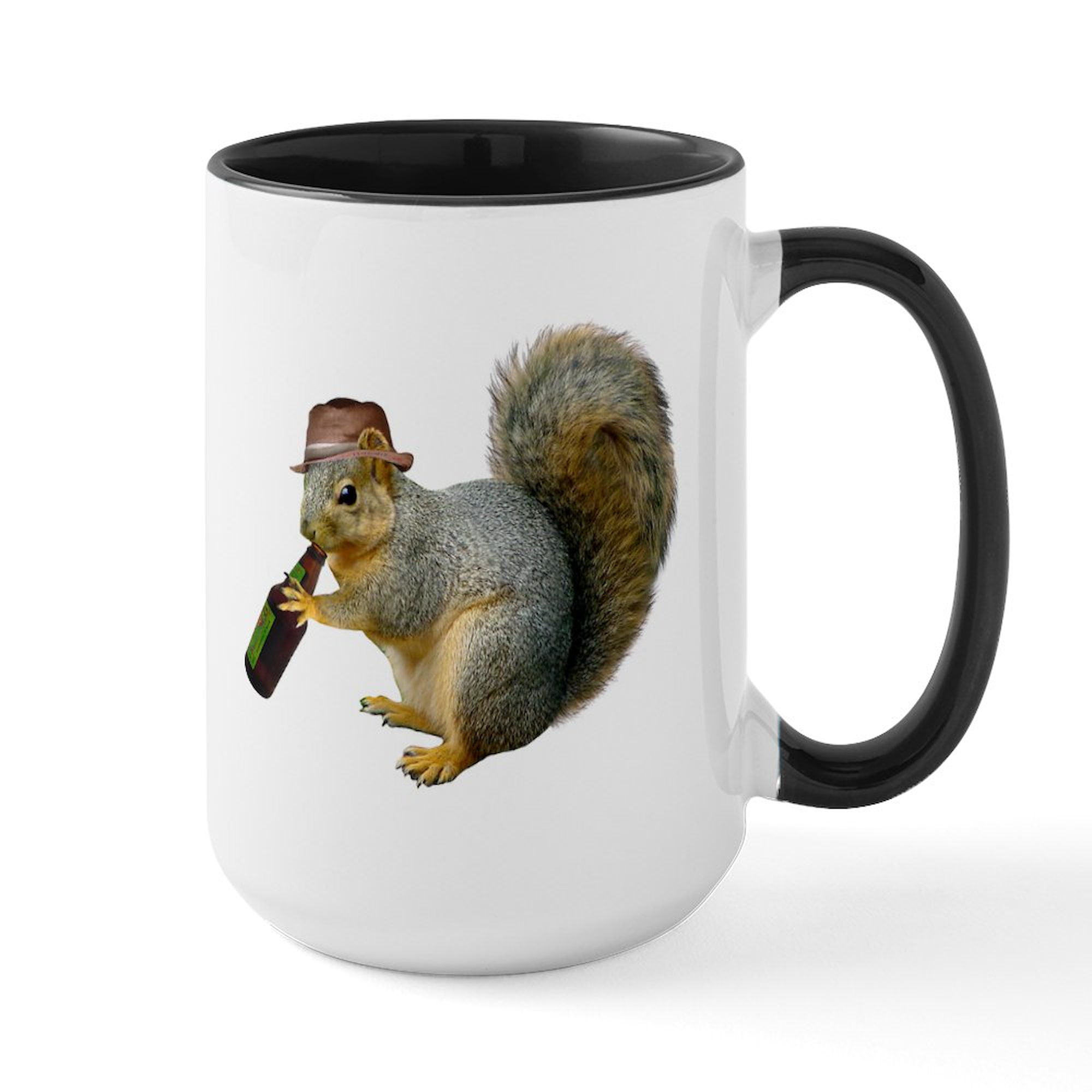 CafePress - Squirrel Beer Hat Large Mug - 15 oz Ceramic Large White ...
