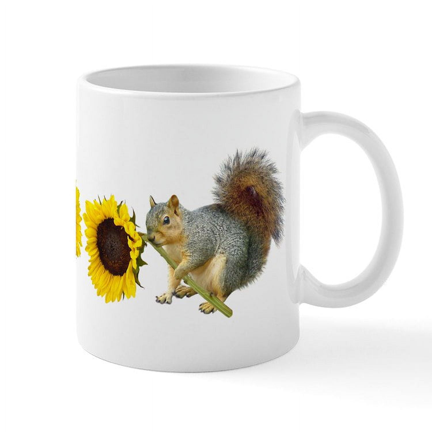 CafePress - Squirrel Sunflower Mug - 11 oz Ceramic Mug - Novelty Coffee ...