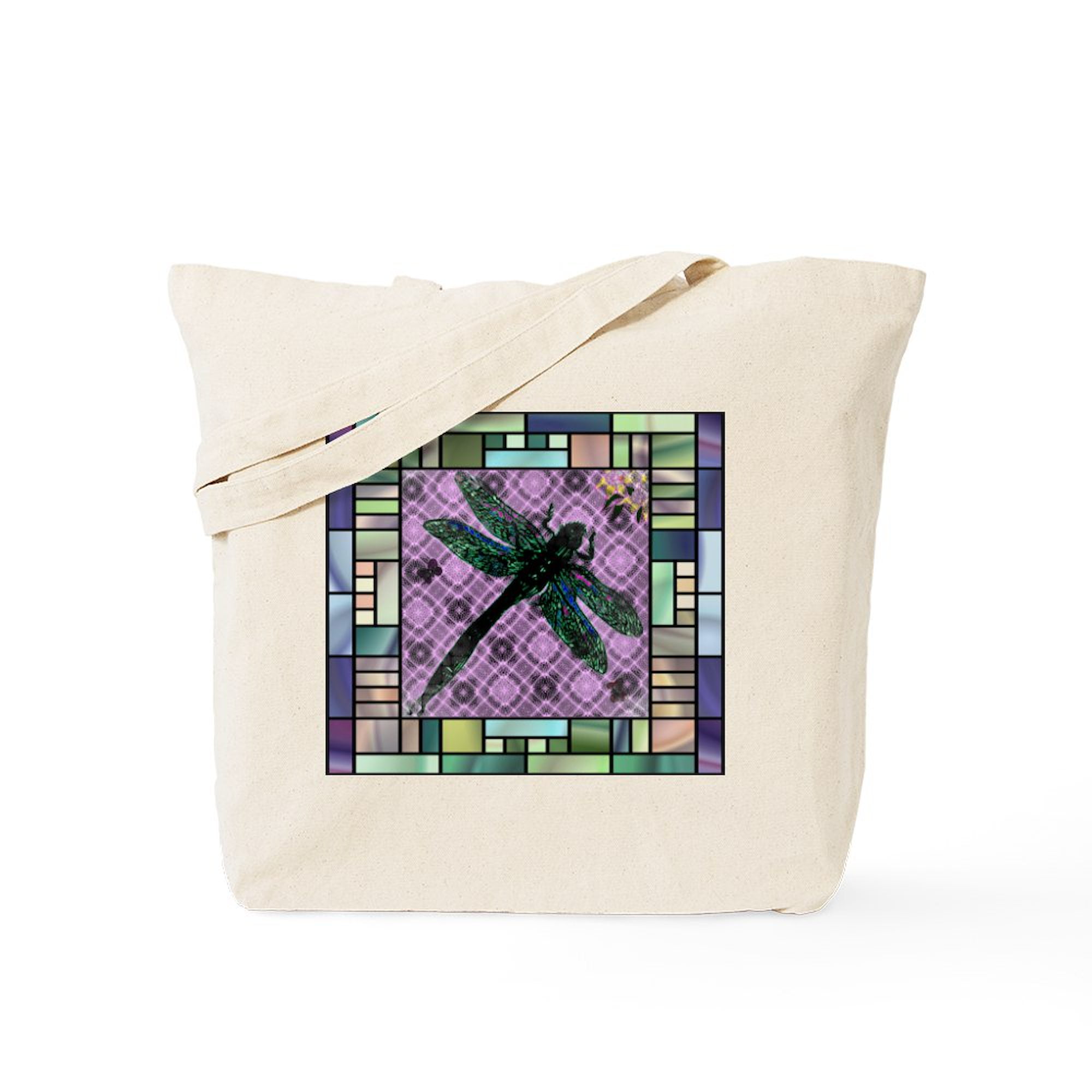 CafePress - Stained Glass Dragonfly Tote Bag - Unisex Canvas Tote Bag ...