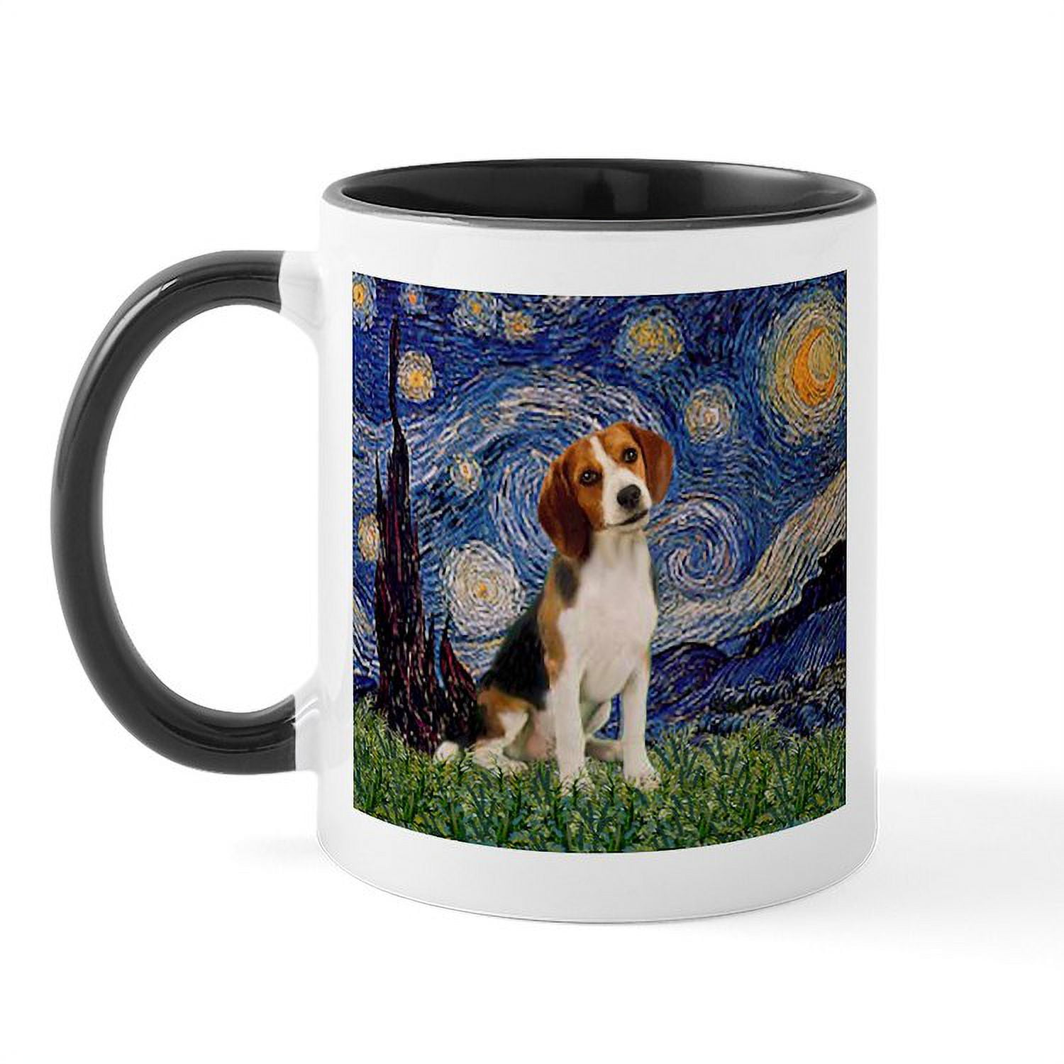 CafePress - Starry Night & Beagle Pup Mug - 11 oz Ceramic Mug - Novelty ...