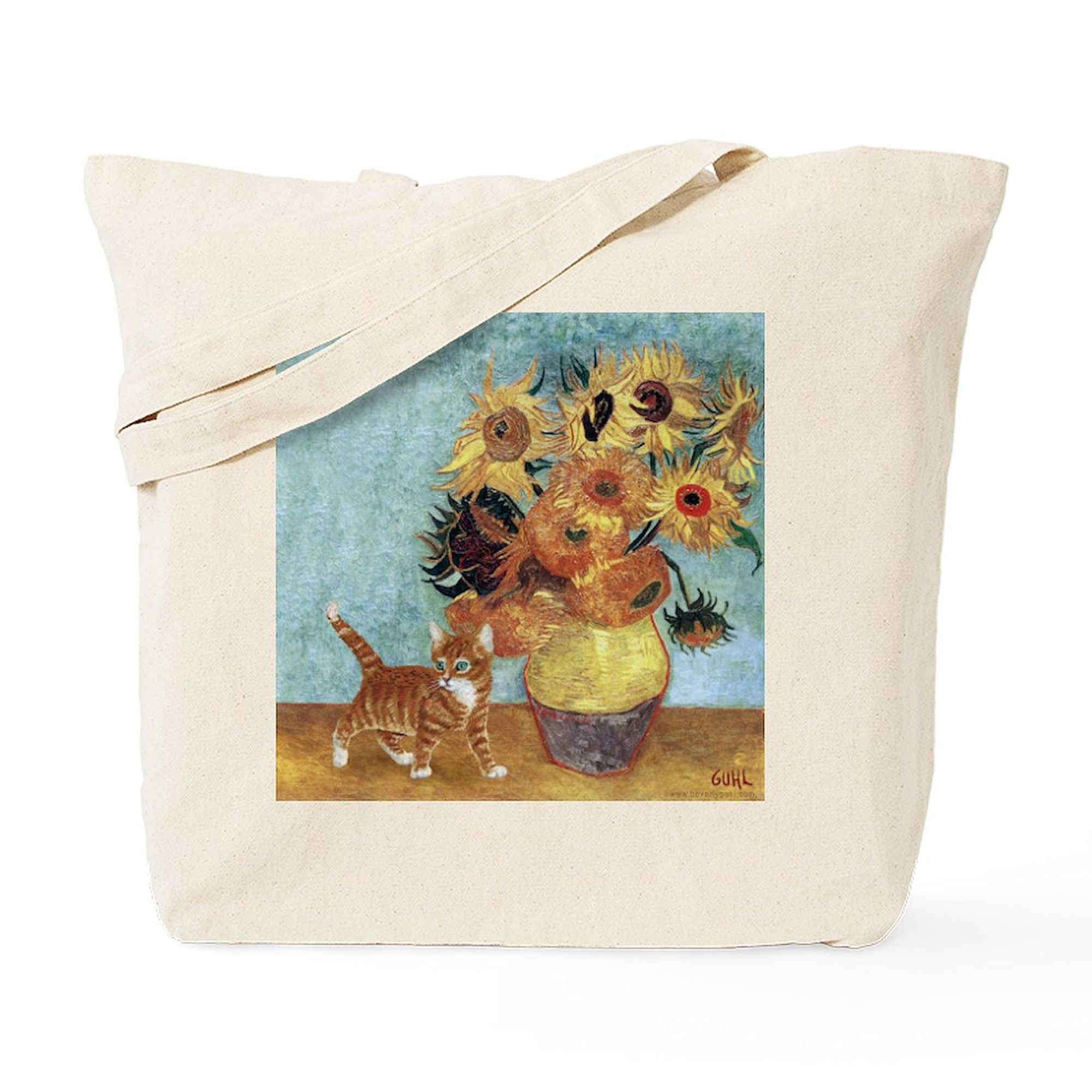 CafePress - Sunflowers & Kitten Tote Bag - Unisex Canvas Tote Bag ...