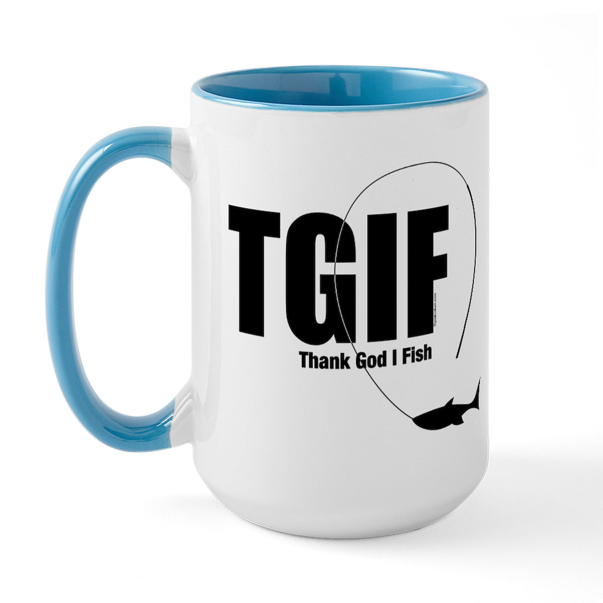 CafePress - TGIF Fishing Large Mug - 15 oz Ceramic Large White Novelty ...