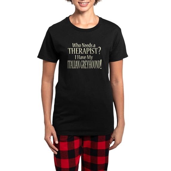 CafePress - THERAPIST Italian Greyhound Women's Dark Pajamas - Women's ...