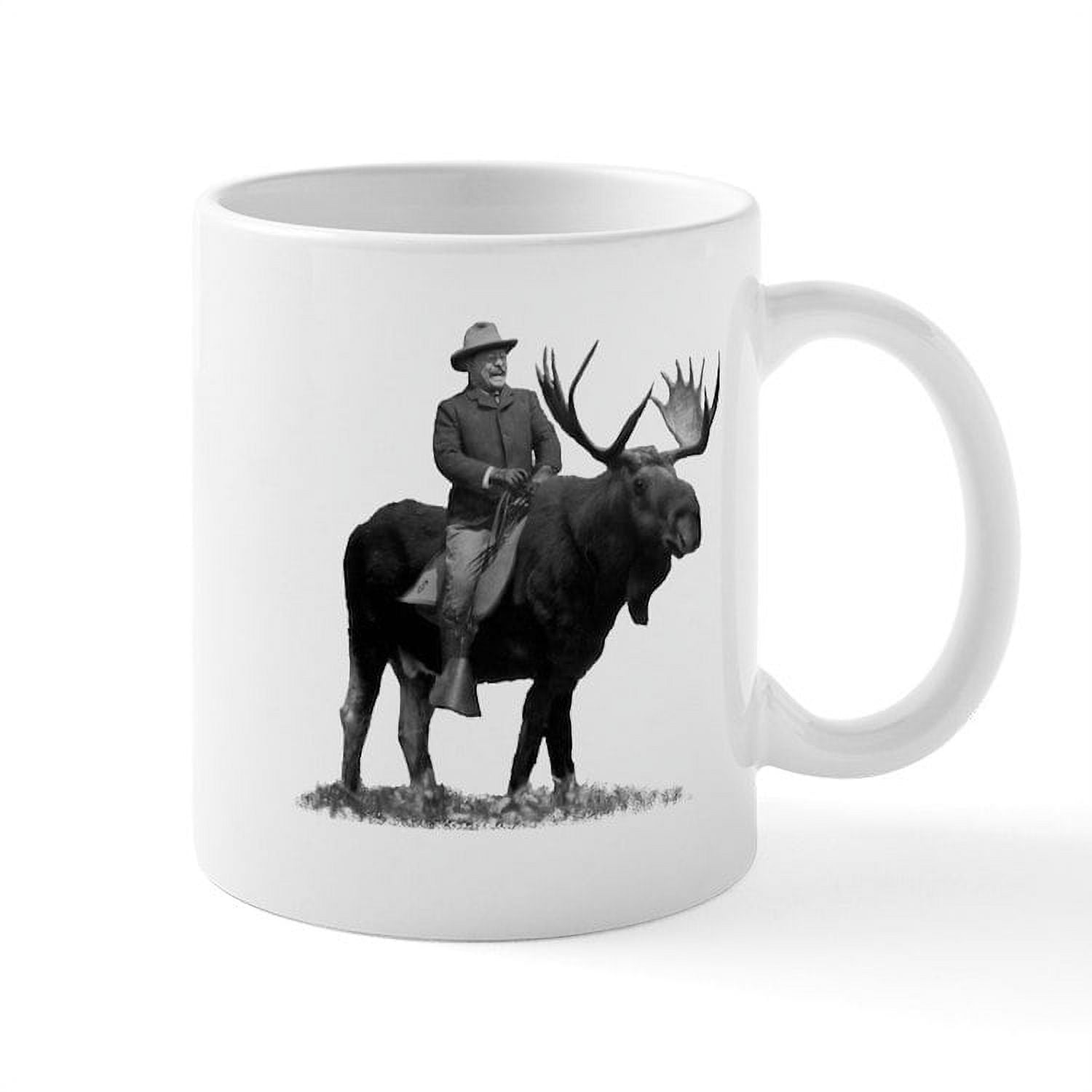 CafePress - Teddy Roosevelt Riding A Bull Moose Mugs - 11 oz Ceramic ...