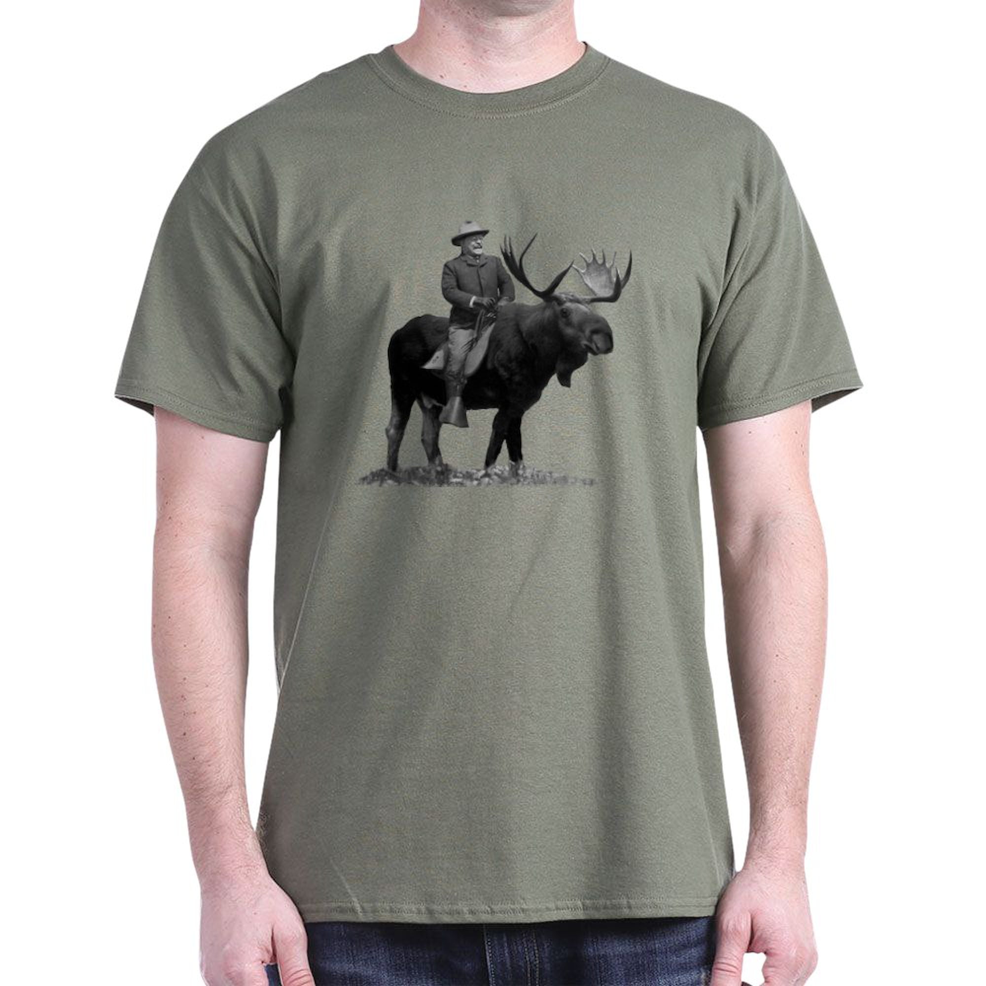 CafePress - Teddy Roosevelt Riding A Bull Moose T Shirt - Men's Classic ...