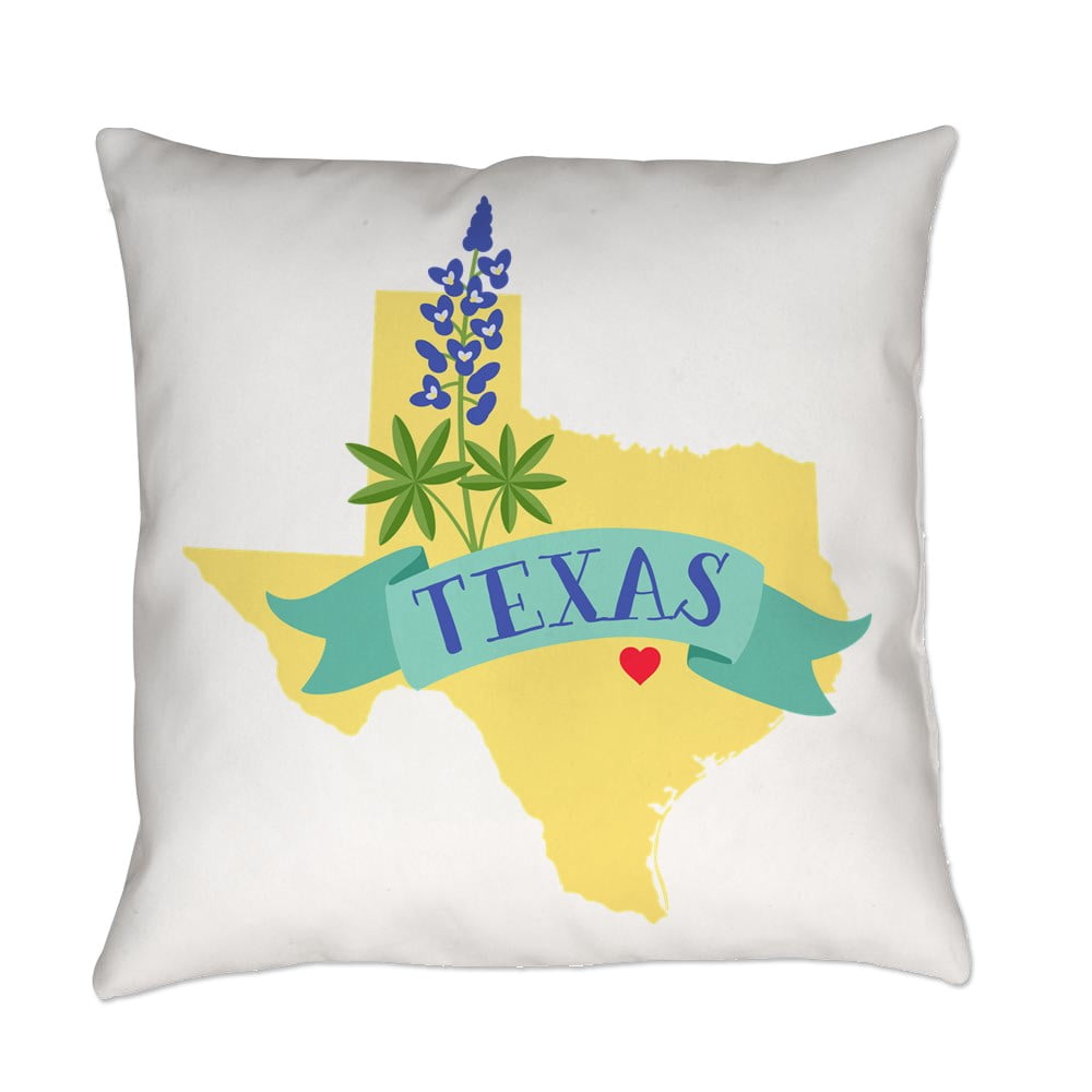 CafePress - Texas State Outline Bluebonnet Flower Everyday Pil ...