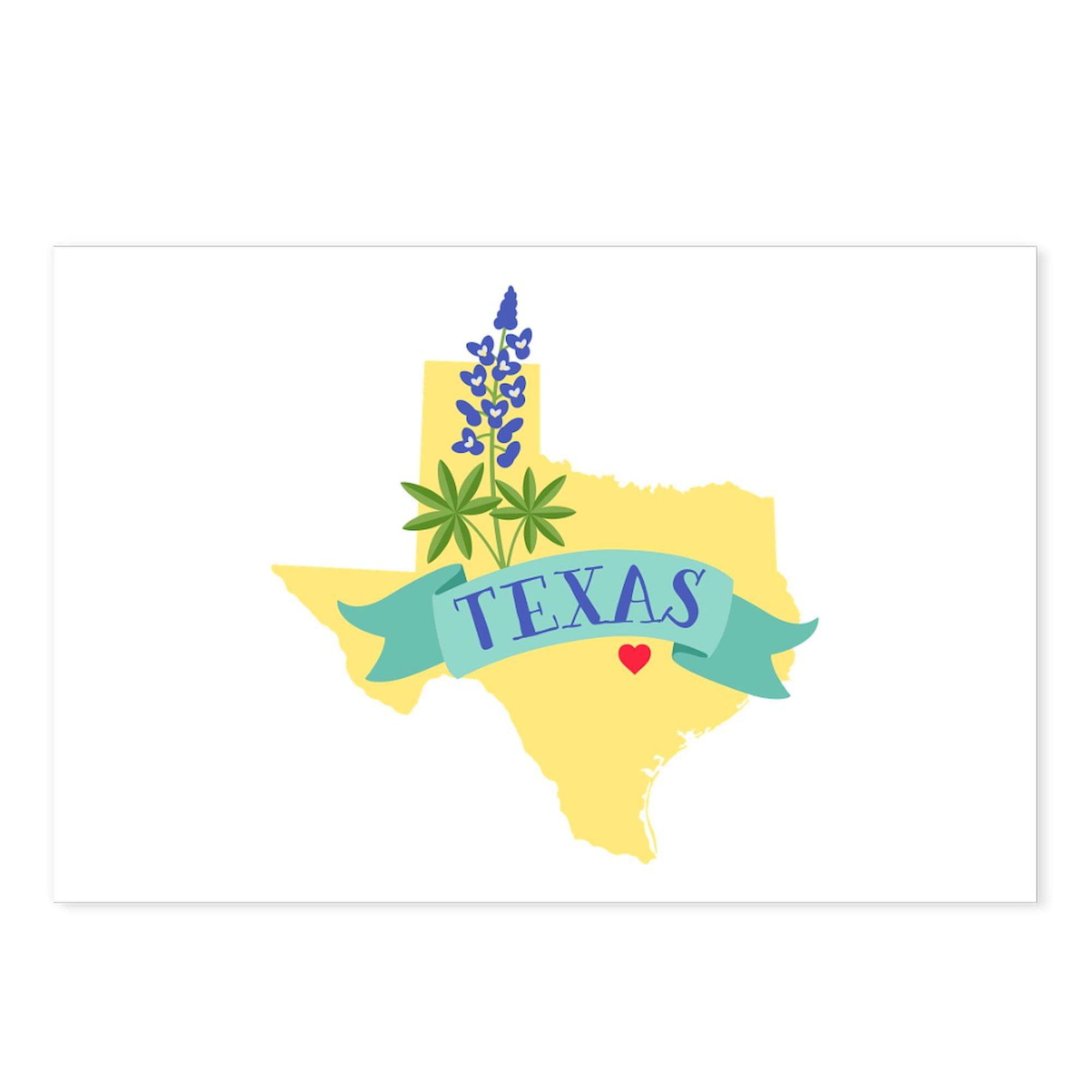 CafePress - Texas State Outline Bluebonnet Flower Postcards (P ...