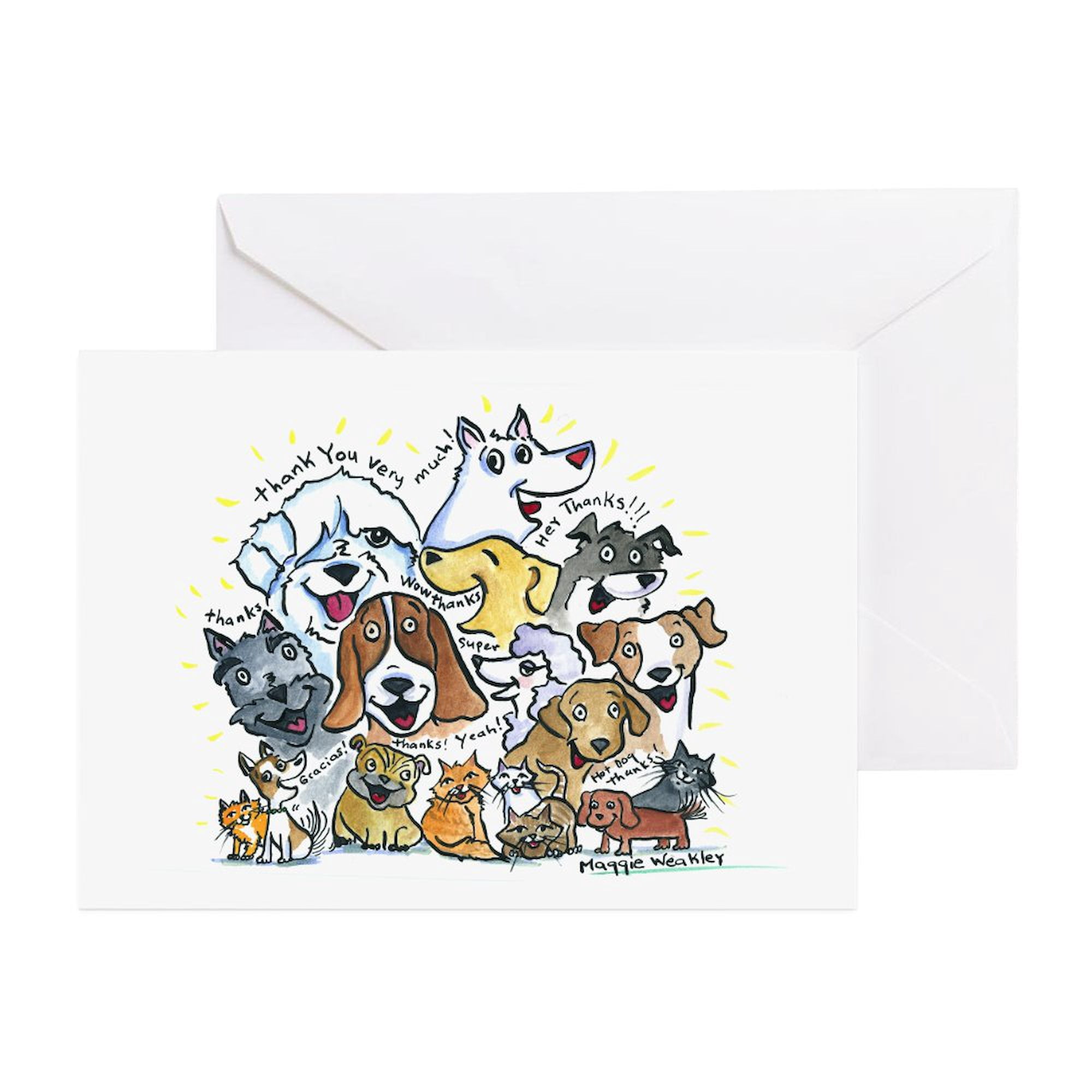 CafePress - Thank You Dogs & Cats - Greeting Card (20-pack), Note Card ...