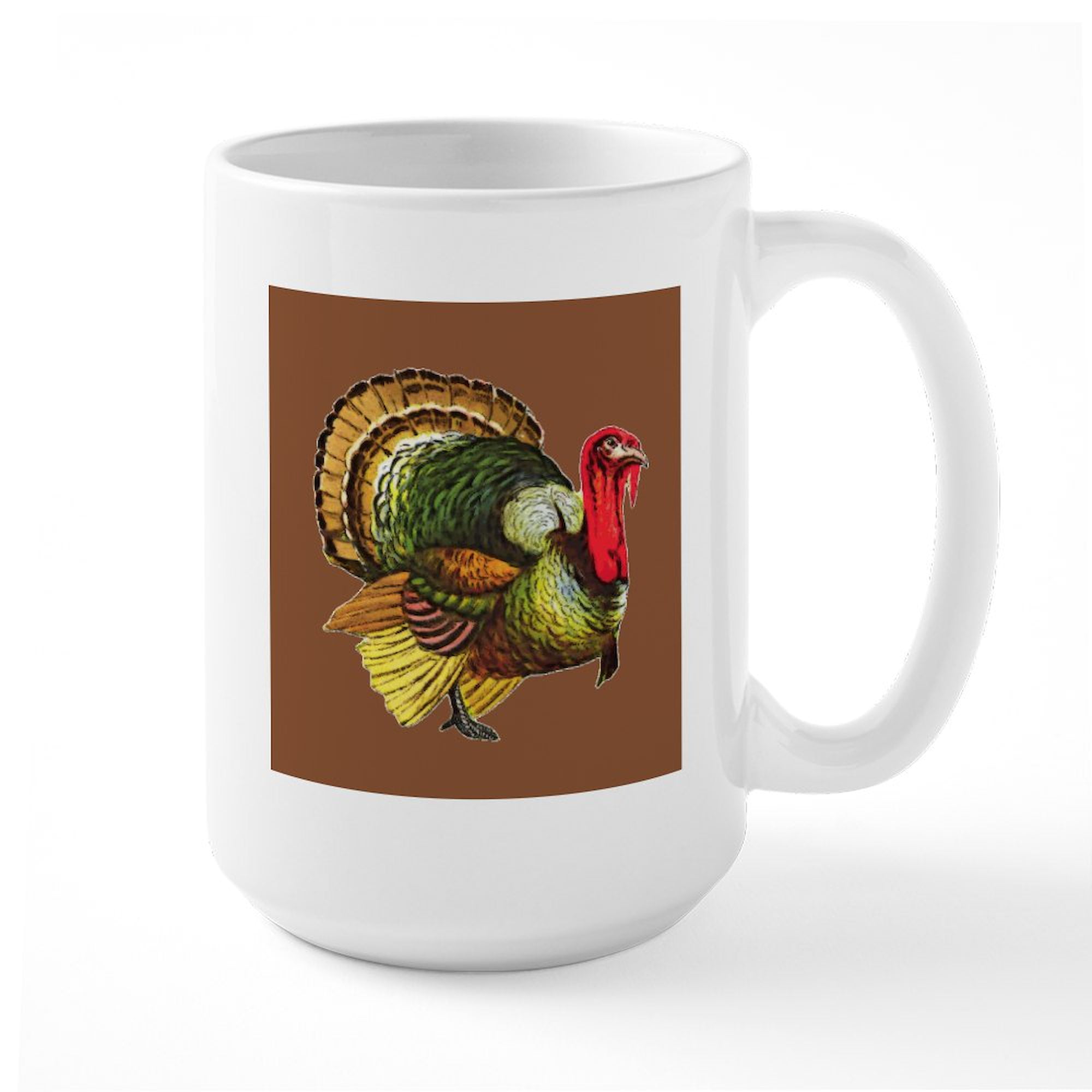 CafePress - Thanksgiving Wild Turkey Large Mug - 15 oz Ceramic Large ...