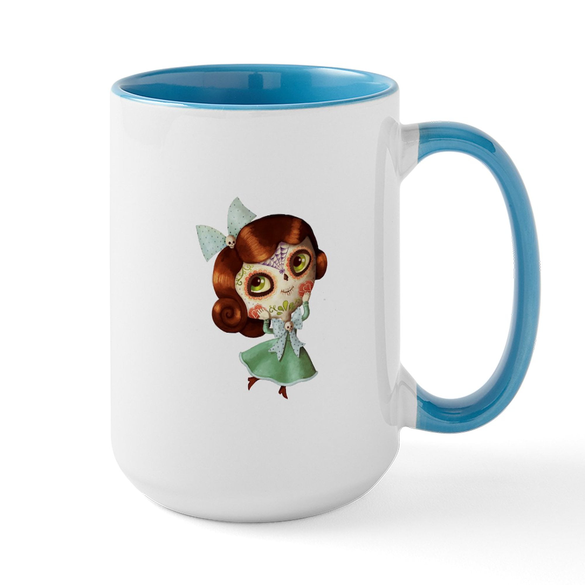 CafePress - The Day Of The Dead Vintage Doll Mugs - 15 oz Ceramic Large White Novelty Mug ...