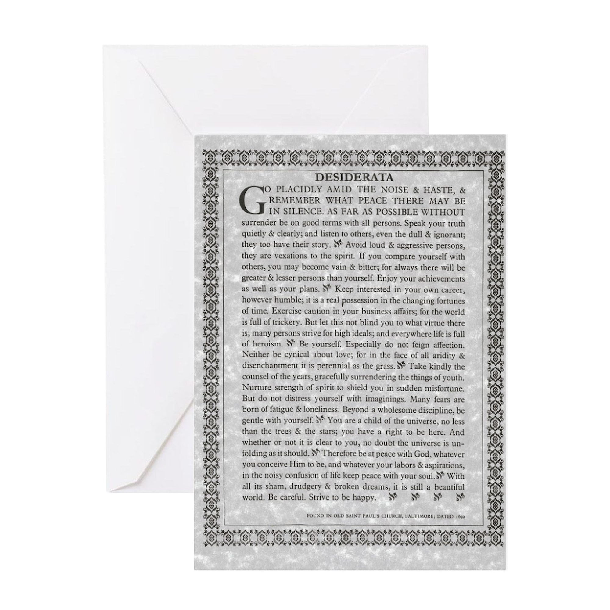 CafePress - The Desiderata Poem By Max Ehrmann - Greeting Card, Blank ...
