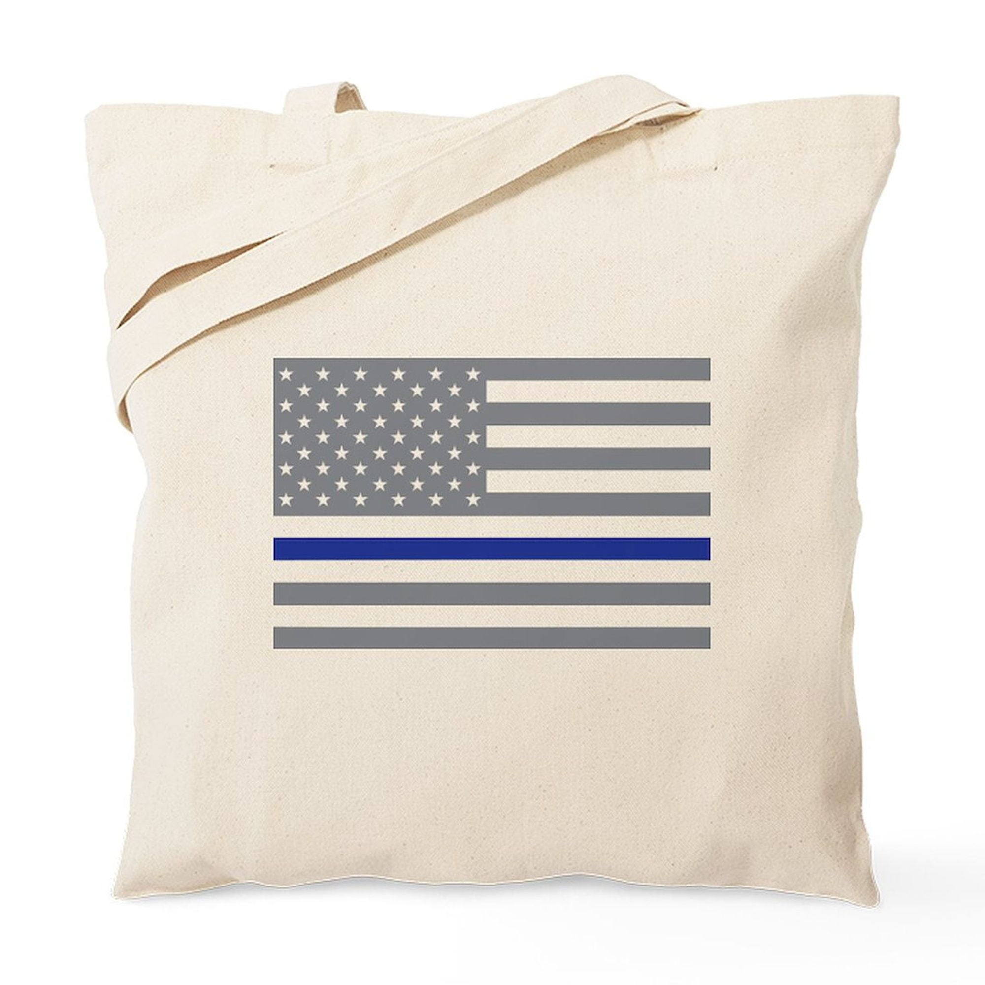 CafePress - Thin Blue Line Tote Bag - Unisex Canvas Tote Bag, Beige, 1 ...