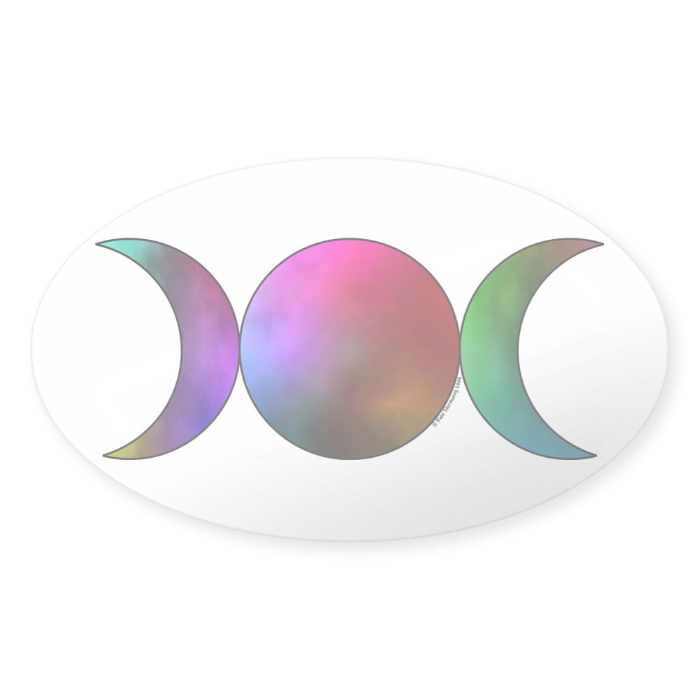 CafePress - Triple Moon Oval Sticker Watercolor - Sticker (Oval ...