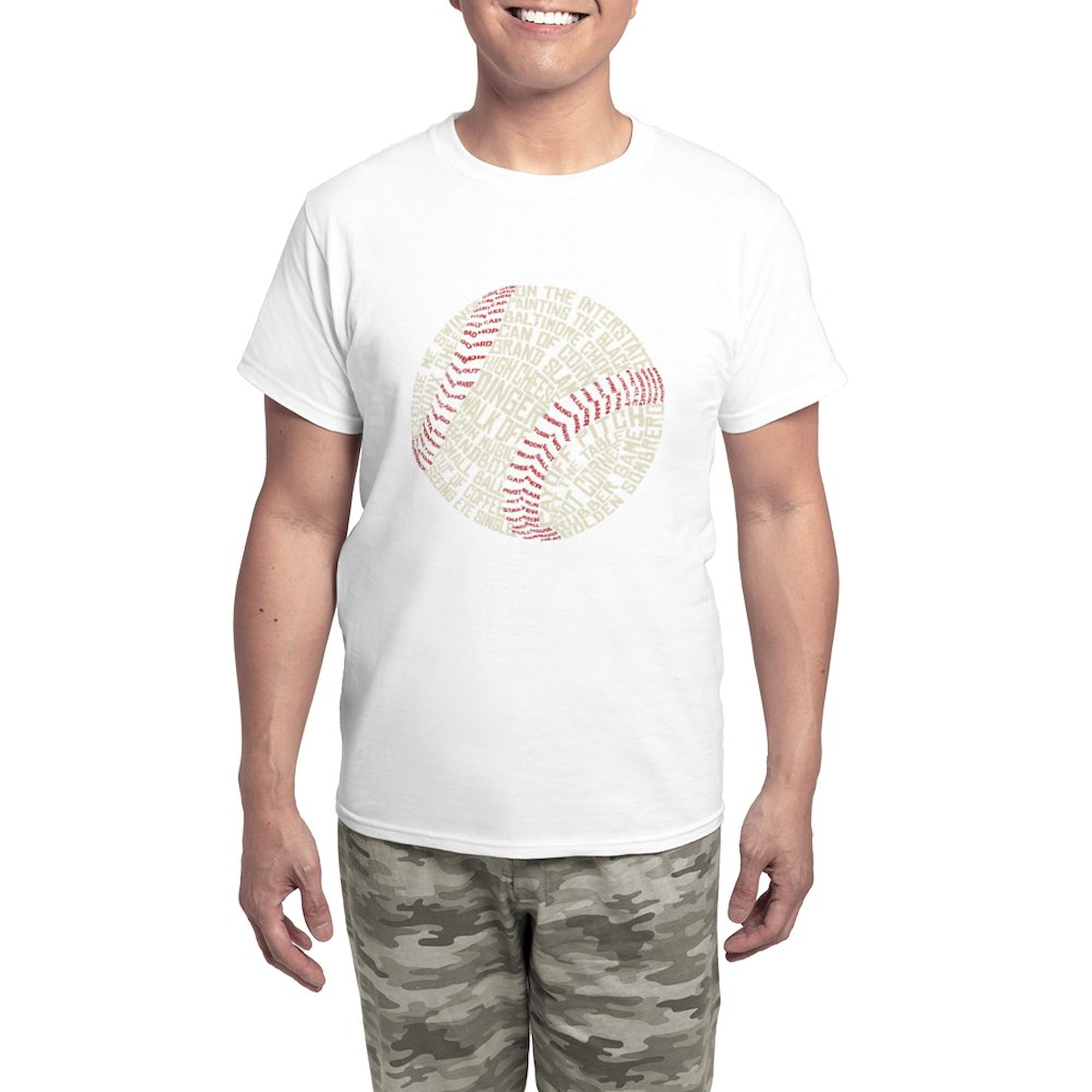 CafePress - Typographic Baseball Slang Words Pajamas - Men's Light ...