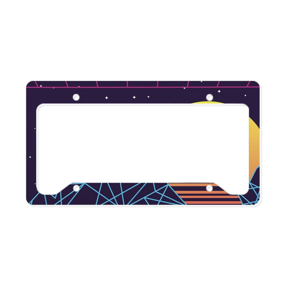 CafePress - Vaporwave Sunset License Plate Holder - Aluminum License ...