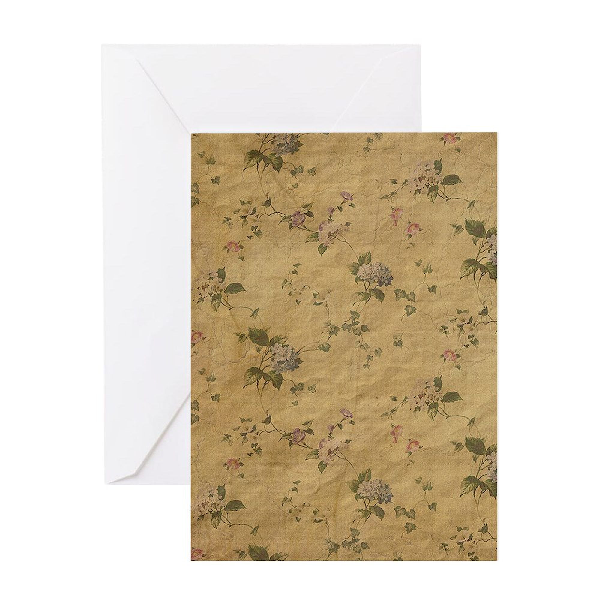 CafePress - Vintage Antique Rustic Floral Garden Old Paper Gre ...