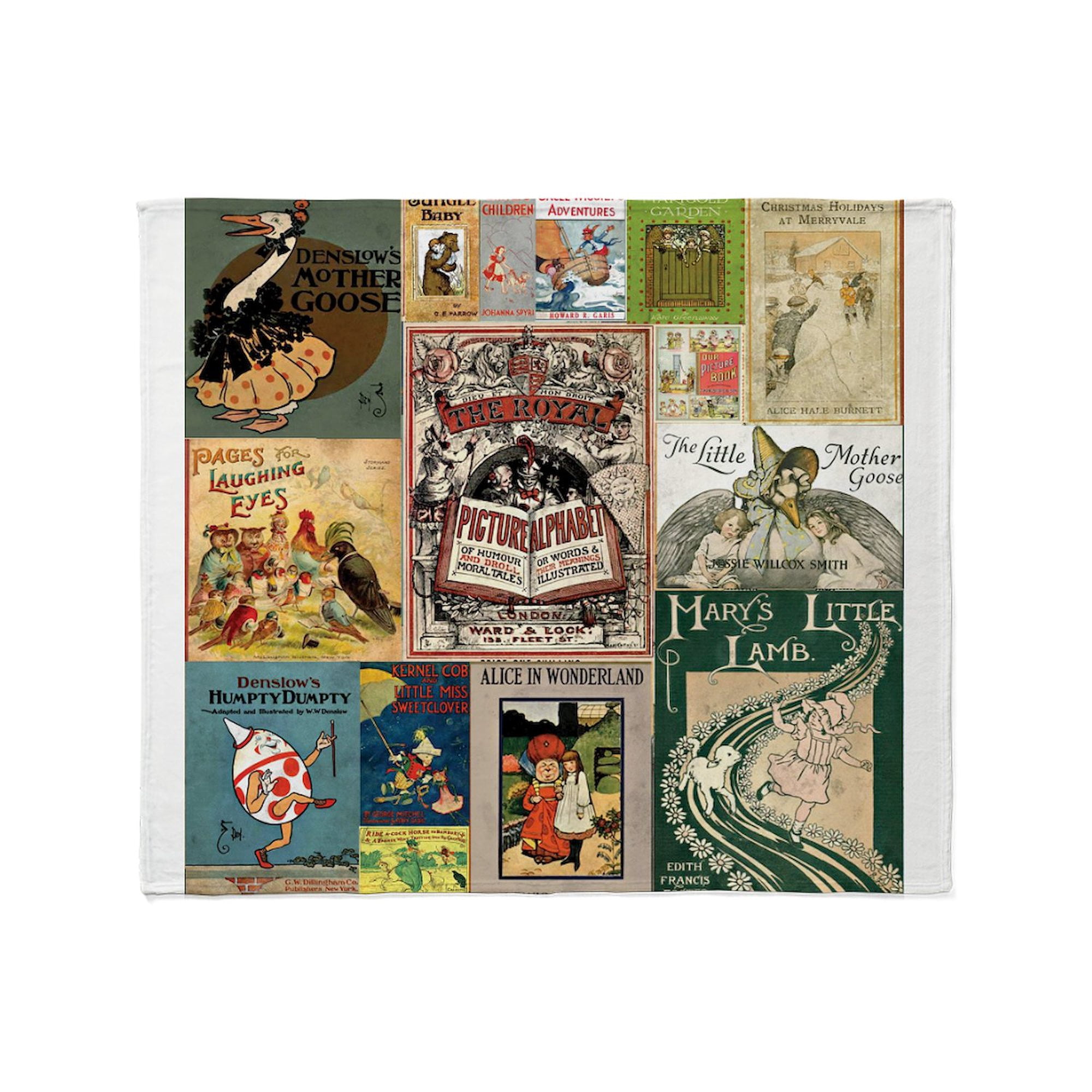 CafePress - Vintage Book Cover Illustrations Throw Blanket - Soft ...