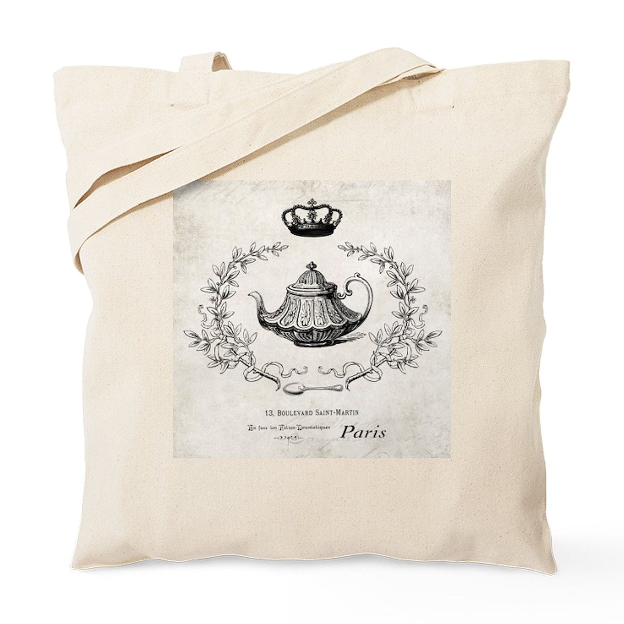 CafePress - Vintage French Teapot Tote Bag - Unisex Canvas Tote Bag ...