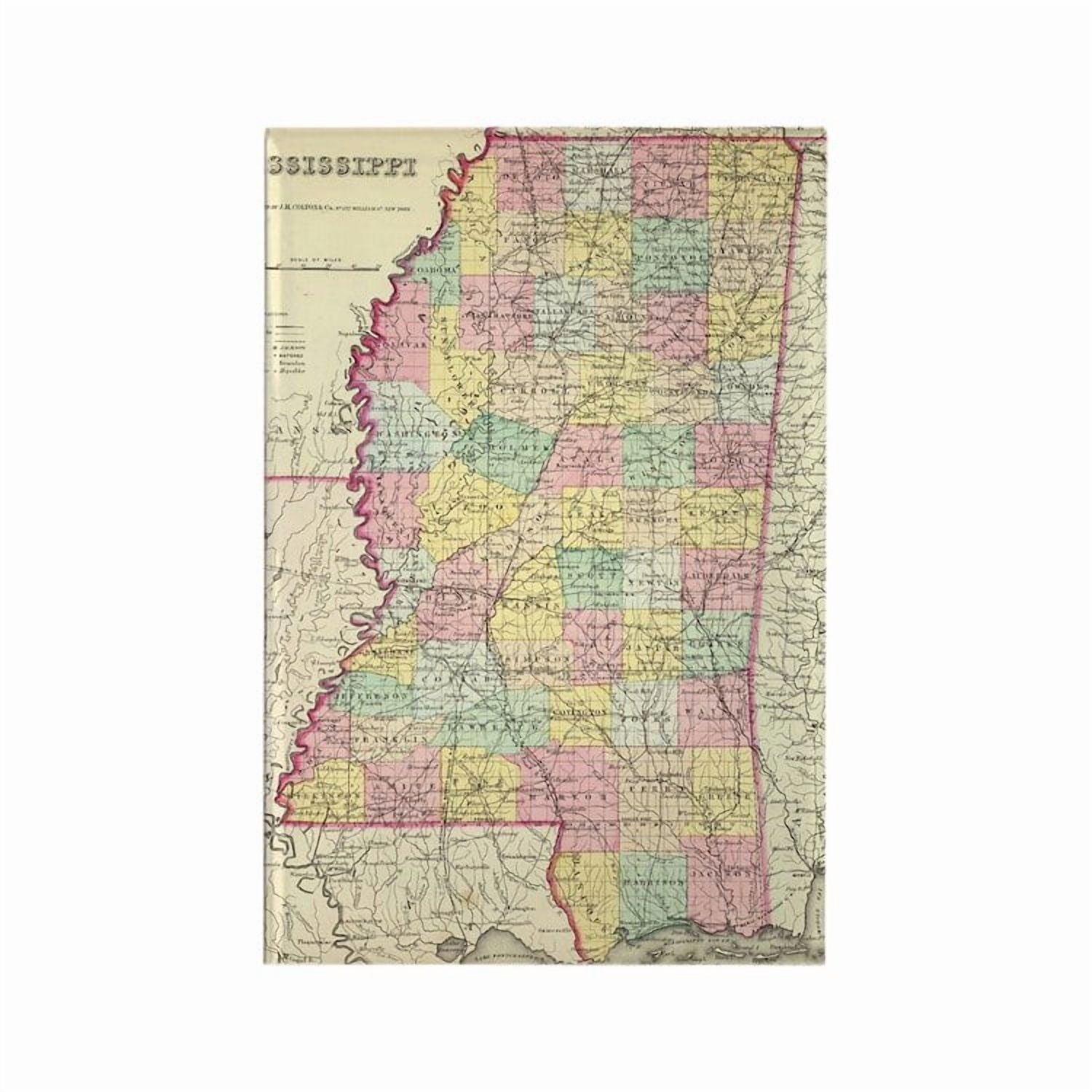 CafePress - Vintage Map Of Mississippi (1856) - Rectangle Magnet, 2"x3 ...