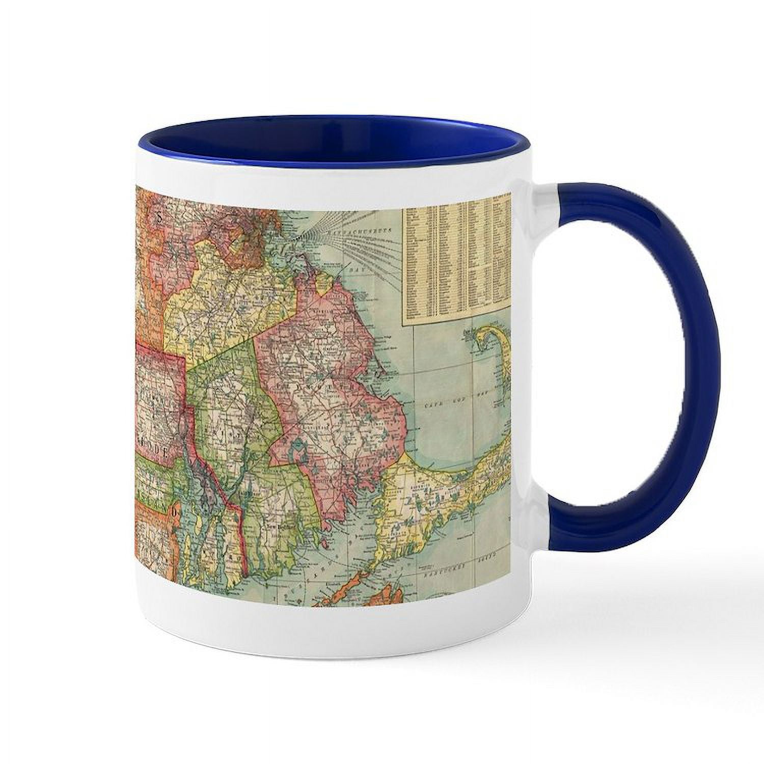 CafePress - Vintage Map Of New England States (1900) Mugs - 11 oz ...